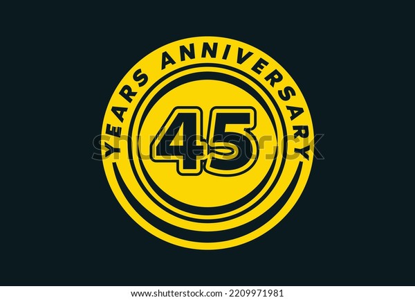 45 Years Anniversary Logo Sticker Design Stock Vector (Royalty Free ...
