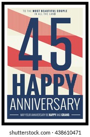 45 Years Happy Anniversary Vector Illustration Stock Vector (Royalty ...