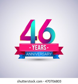 46 Years Anniversary Logo Blue Red Stock Vector (Royalty Free ...