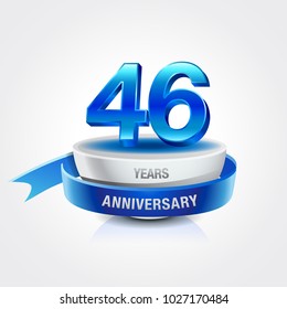 46th Years Blue Anniversary Logo Celebration Stock Vector (Royalty Free ...