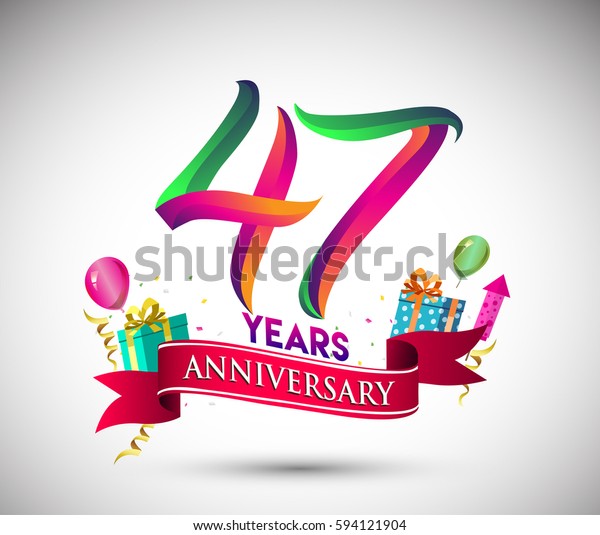 47th Anniversary Celebration Design Gift Box Stock Vector (Royalty Free ...