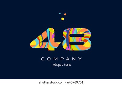 48 Number Digit Numeral Logo Colored Stock Vector (Royalty Free ...