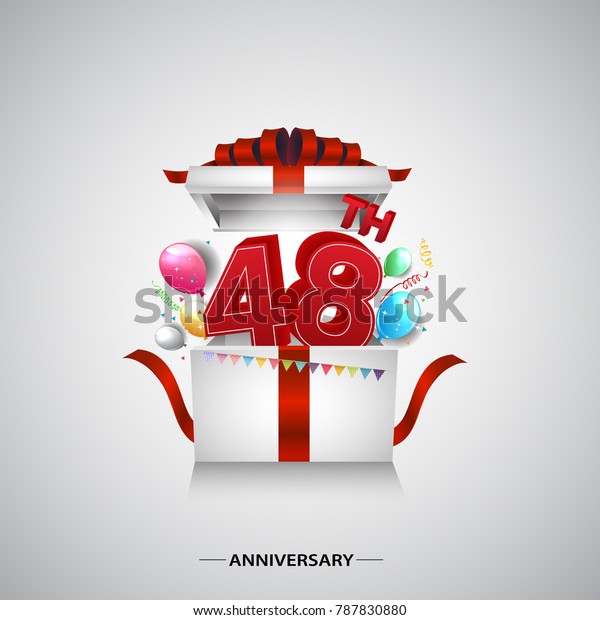48th Anniversary Design Red Number Inside Stock Vector (Royalty Free ...