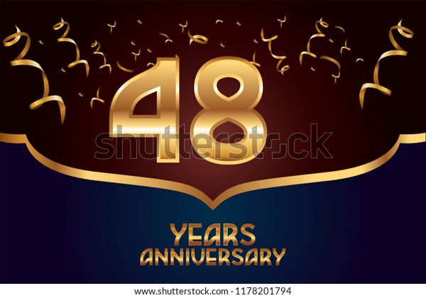 48th Anniversary Gold Numbers Background Anniversary Stock Vector ...
