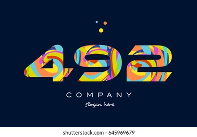 492 Number Digit Numeral Logo Colored Stock Vector (Royalty Free ...