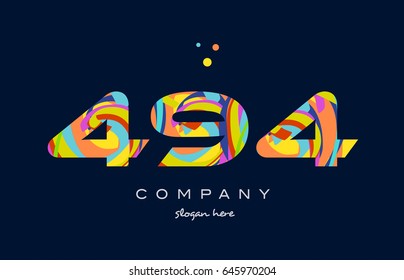 494 Number Digit Numeral Logo Colored: เวกเตอร์สต็อก (ปลอดค่าลิขสิทธิ์ ...