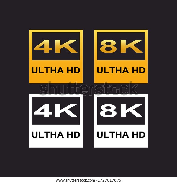 4k 8k Ultha Hd Logo Resolution Stock Vector (Royalty Free) 1729017895 ...