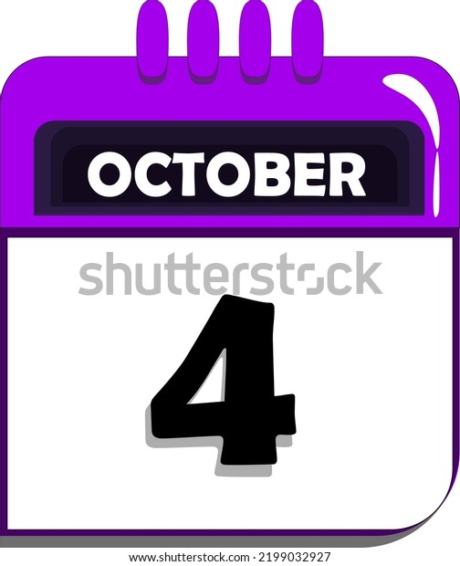 4th October Calendar Date Number Four Stock Vector (Royalty Free ...