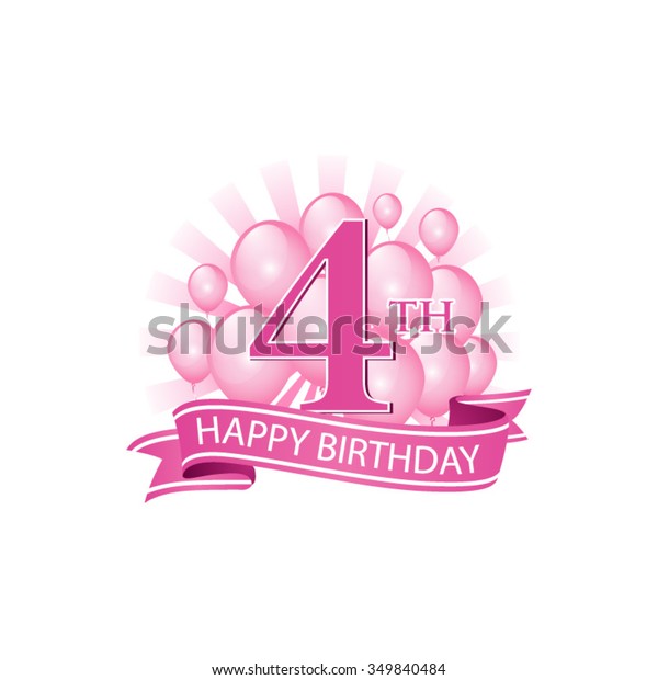4th Pink Happy Birthday Logo Balloons Stock Vector (Royalty Free) 349840484