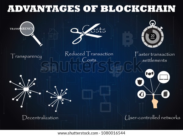 5 Advantages Blockchain Technology Vector Illustration Vector De Stock