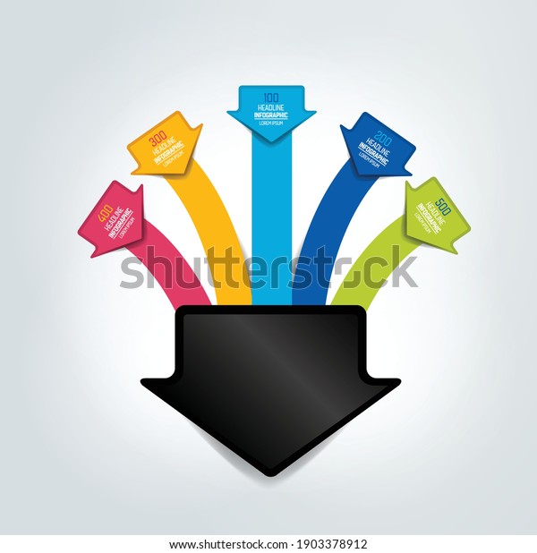 5 Arrows Merging Into One Point Stock Vector (Royalty Free) 1903378912 ...