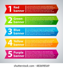 5 Colorful Banners Numbers Text Stock Vector (Royalty Free) 483698569 ...