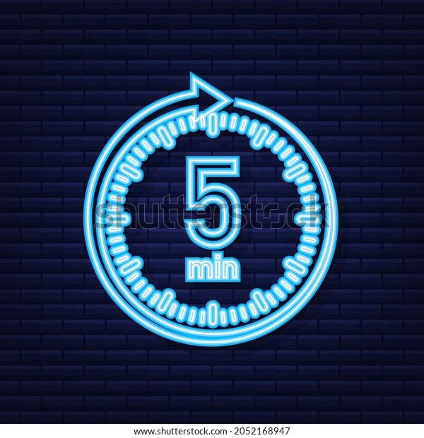 5 Minutes Stopwatch Vector Neon Icon Stock Vector (Royalty Free ...
