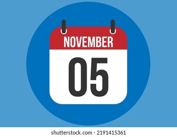 5 November Blue Calendar Vector Calendar Stock Vector (Royalty Free ...
