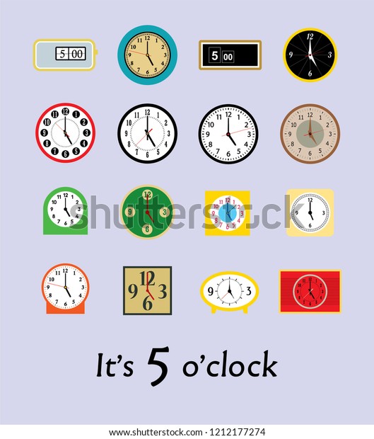 5 Oclock Vector Vintage Clock 5pm Stock Vector (Royalty Free ...