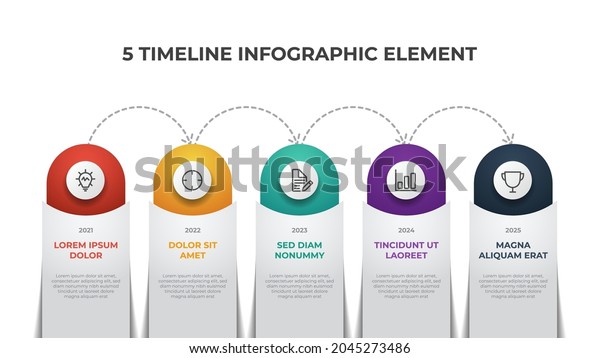 5 Points Timeline Diagram Infographic Element Stock Vector (Royalty ...