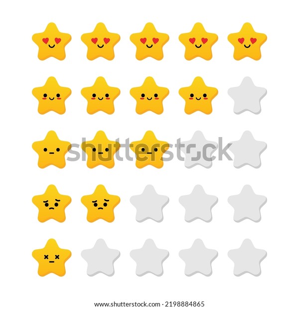 5 Star Rating Cute Kawaii Star Stock Vector (Royalty Free) 2198884865 ...