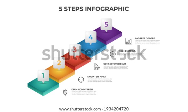 5 Steps Infographic Template Stairs Layout Stock Vector (Royalty Free ...