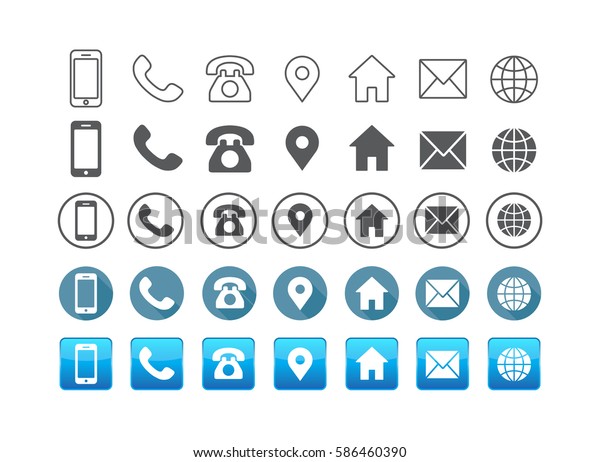 5 Style Contact Information Icon Vector Stock Vector (Royalty Free ...