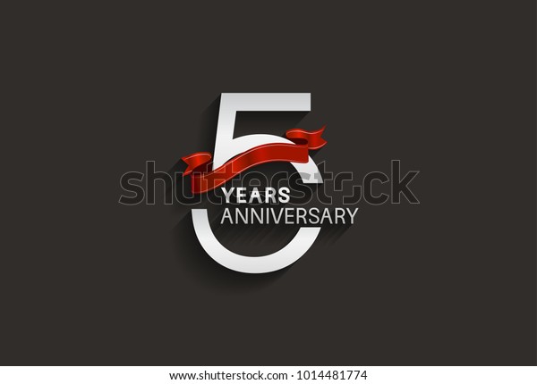 5 Years Anniversary Design Silver Color Stock Vector (Royalty Free ...