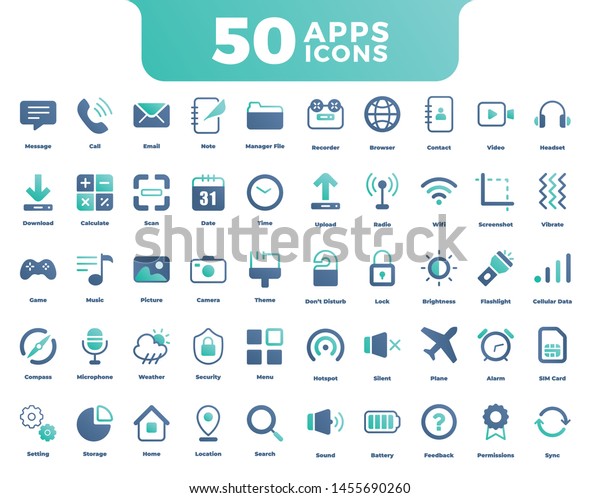 50 App Icons Set Beautiful Color Stock Vector (Royalty Free) 1455690260 ...