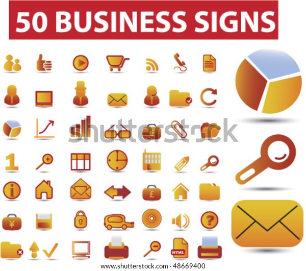 50 Business Signs Vector: เวกเตอร์สต็อก (ปลอดค่าลิขสิทธิ์) 48669400 ...