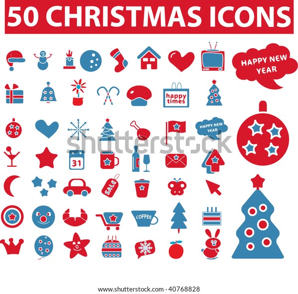 50 Christmas Icons Vector Stock Vector (Royalty Free) 40768828 ...
