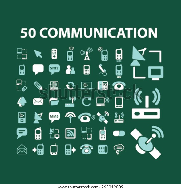 50 Communication Connection Technology Icons Signs Stock Vector ...