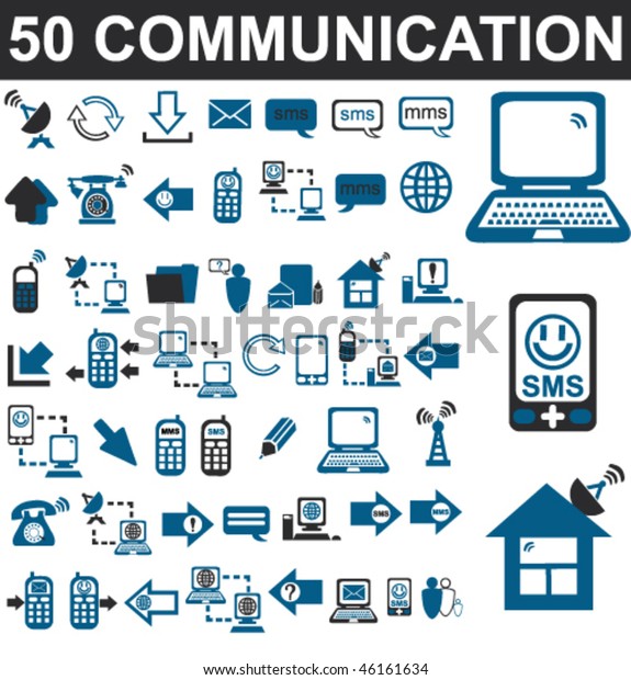 50 Communication Icons Set Stock Vector (Royalty Free) 46161634 ...