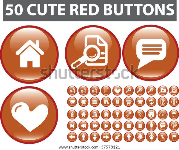 50 Cute Red Buttons Vector Stock Vector (Royalty Free) 37578121 ...