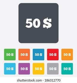50 Dollars Sign Icon Usd Currency Stock Vector (Royalty Free) 186312770 ...