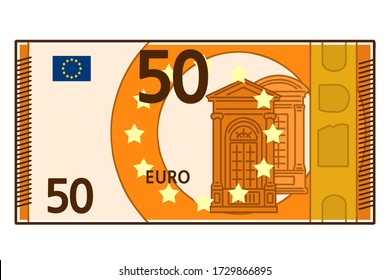 50 Euro Banknote Colored Vector Illustration Stock Vector (Royalty Free ...