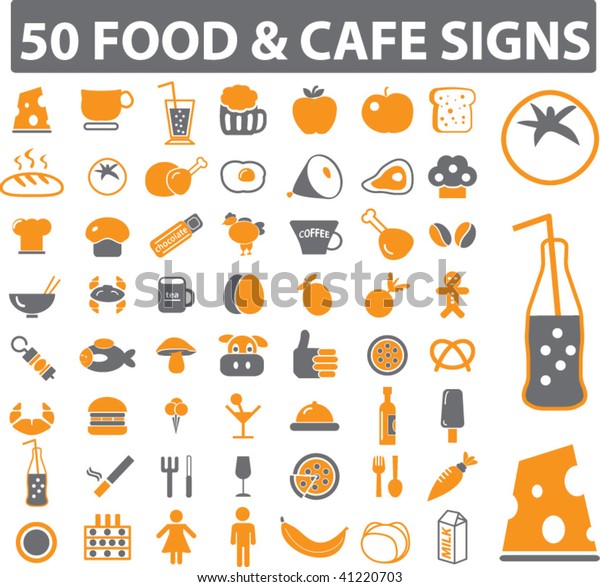 50 Food Cafe Signs Vector Stock Vector (Royalty Free) 41220703 ...