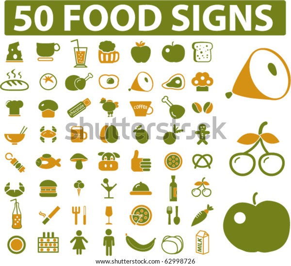 50 Food Signs Vector Stock Vector (Royalty Free) 62998726 | Shutterstock