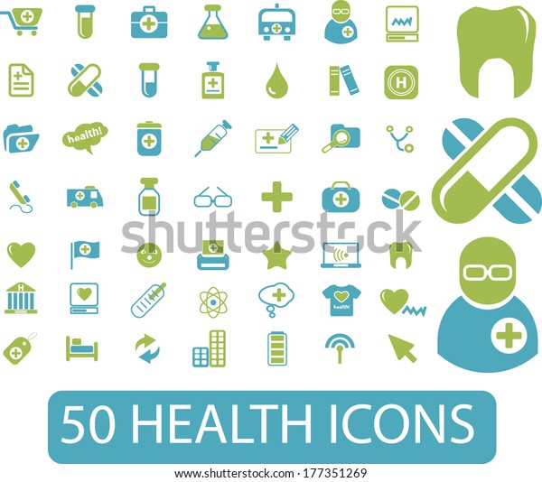 50 Health Icons Set Vector Stock Vector (Royalty Free) 177351269 ...