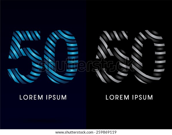 50 Number Modern Wave Font Designed Stock Vector (Royalty Free) 259869119