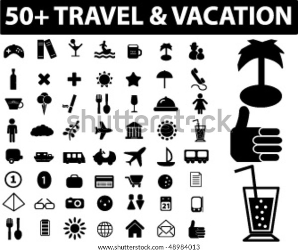 50 Travel Vacation Signs Vector Stock Vector (Royalty Free) 48984013 ...