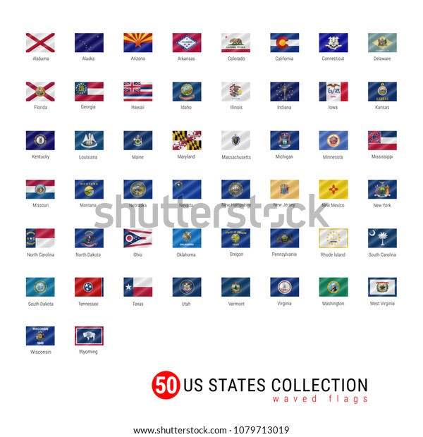 50 Us States Vector Flag Set Stock Vector (Royalty Free) 1079713019
