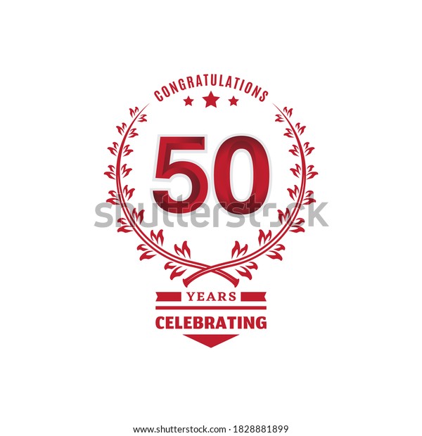 50 Year Anniversary Logotype Red Color Stock Vector (Royalty Free ...