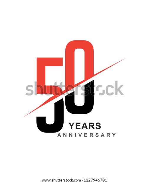 50th Anniversary Logo Red Black Swoosh Stock Vector (Royalty Free ...