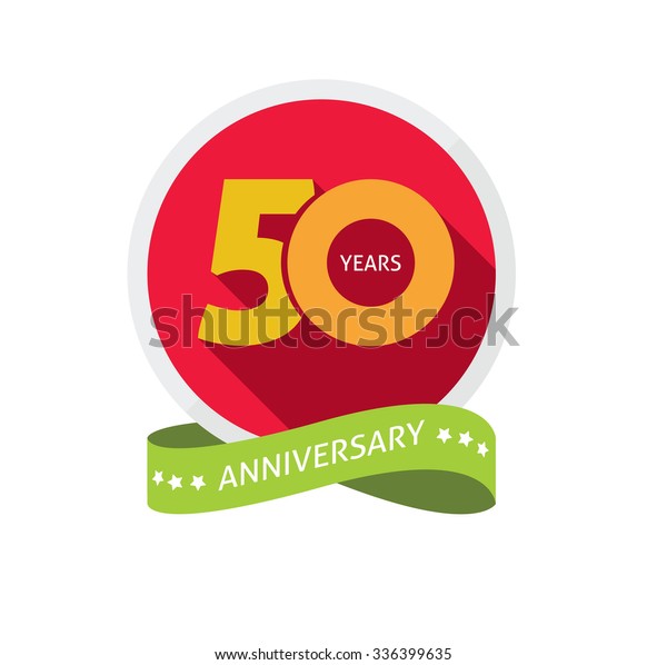 50th anniversary logo template with shadow on circle number 5 (five ...