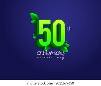 50th Anniversary Logotype Leaf Green Colored Stock Vector (Royalty Free ...