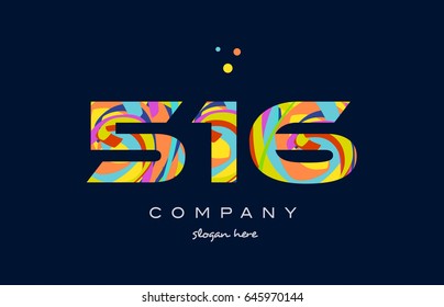 516 Number Digit Numeral Logo Colored Stock Vector (Royalty Free ...
