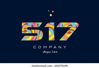 717 Number Digit Numeral Logo Colored Stock Vector (Royalty Free ...
