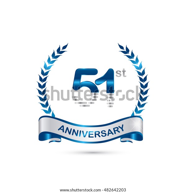 51st Anniversary Blue Silver Colored Wreath Stock Vector (Royalty Free ...