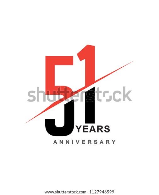 51st Anniversary Logo Red Black Swoosh: vector de stock (libre de ...