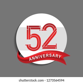 52 Anniversary White Circle Red Ribbon Stock Vector (Royalty Free ...