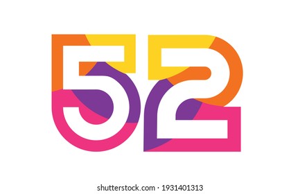52 Colorful Fun Modern Flat Number Stock Vector (Royalty Free ...