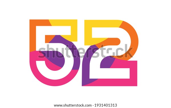 52 Colorful Fun Modern Flat Number Stock Vector (Royalty Free) 1931401313