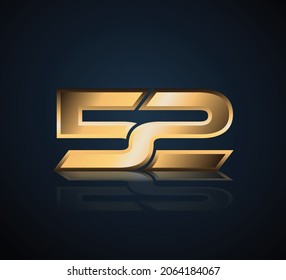 52 Gold 3d Number Logo Dark Stock Vector (Royalty Free) 2064184067